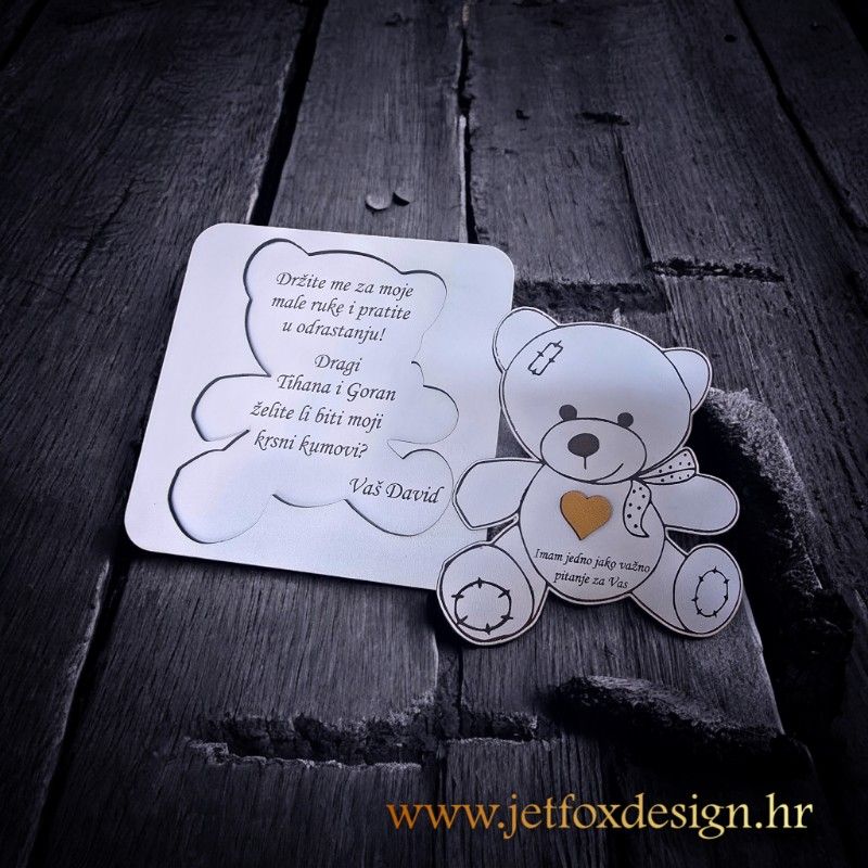 Drvena pitalica za kumove u obliku mede – Skriveno pitanje